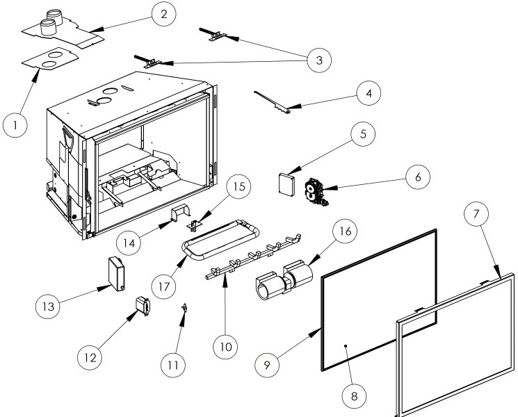 Enviro E44-i Gas Parts Diagram | Mountain View Hearth Products