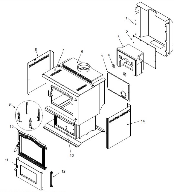 Harman TL300 Wood Parts Diagram | Mountain View Hearth Products