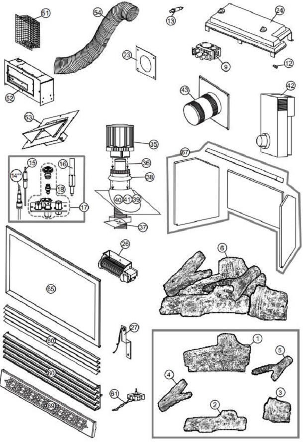 Napoleon GD70 Starfire Gas Parts Diagram | Mountain View Hearth Products